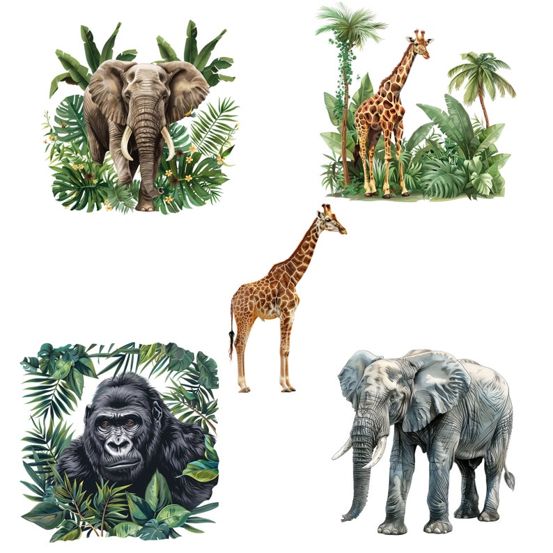 Safari Animals Clipart, Safari Clip Art, Lion, Zebra, Hippo, Monkeys ...
