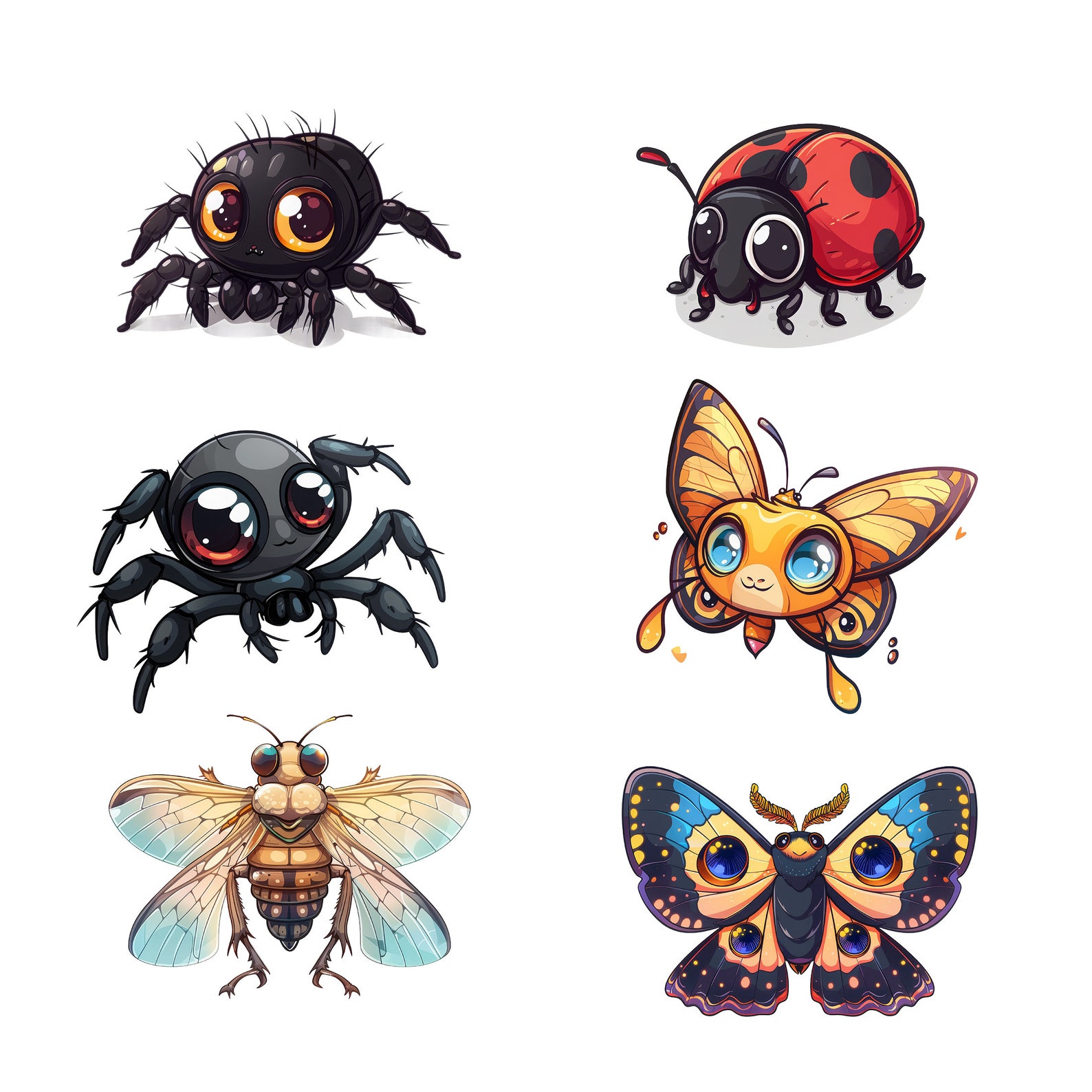 Chibi Insect Clipart Bundle, Bug Clipart Collection, Commercial Use ...