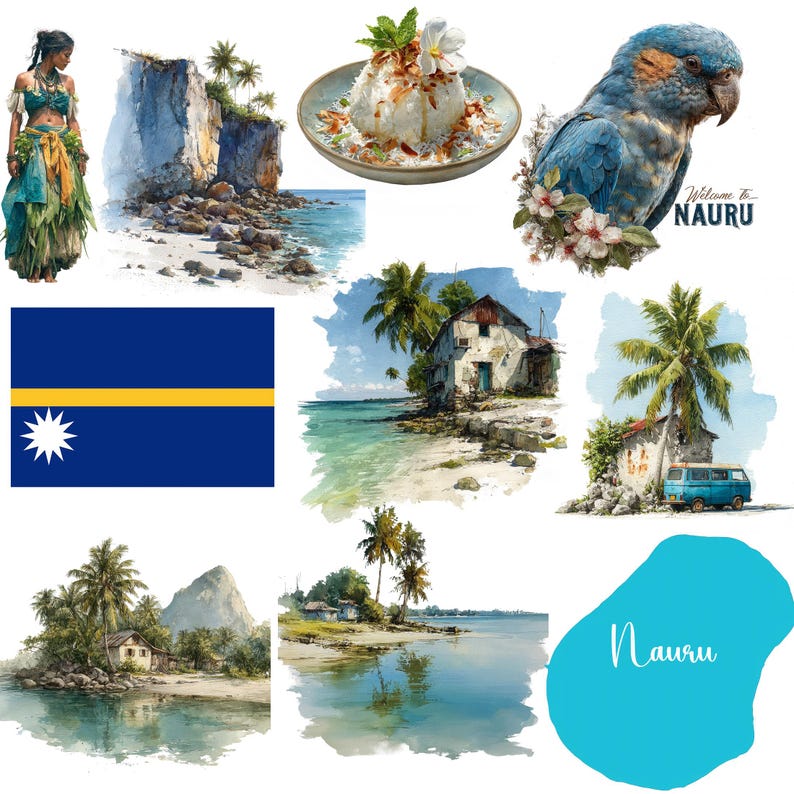 Nauru Clipart Set | Nauruan Culture, Islands, Landmarks, Wildlife ...