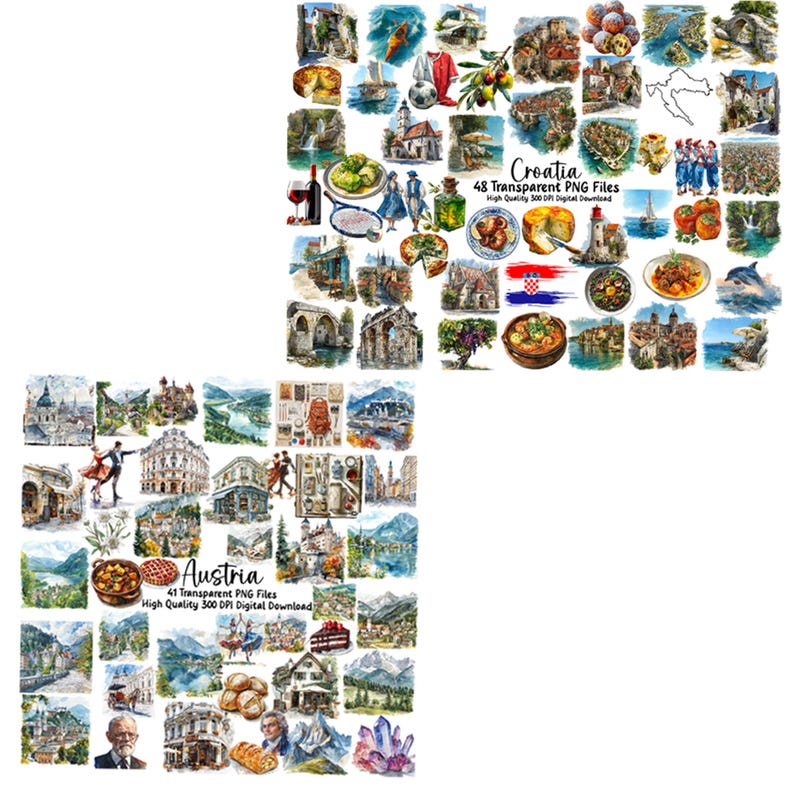 European Countries Clipart Bundle | 26 Nations Travel Landmarks ...
