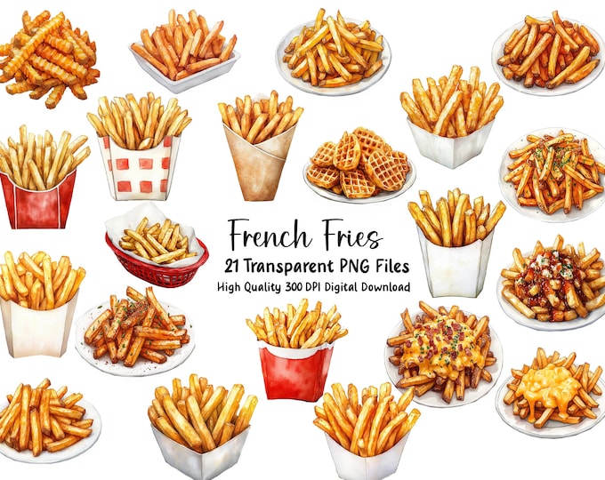 Watercolor French Fries Clipart | Food Illustration (jpgs, Commercial ...