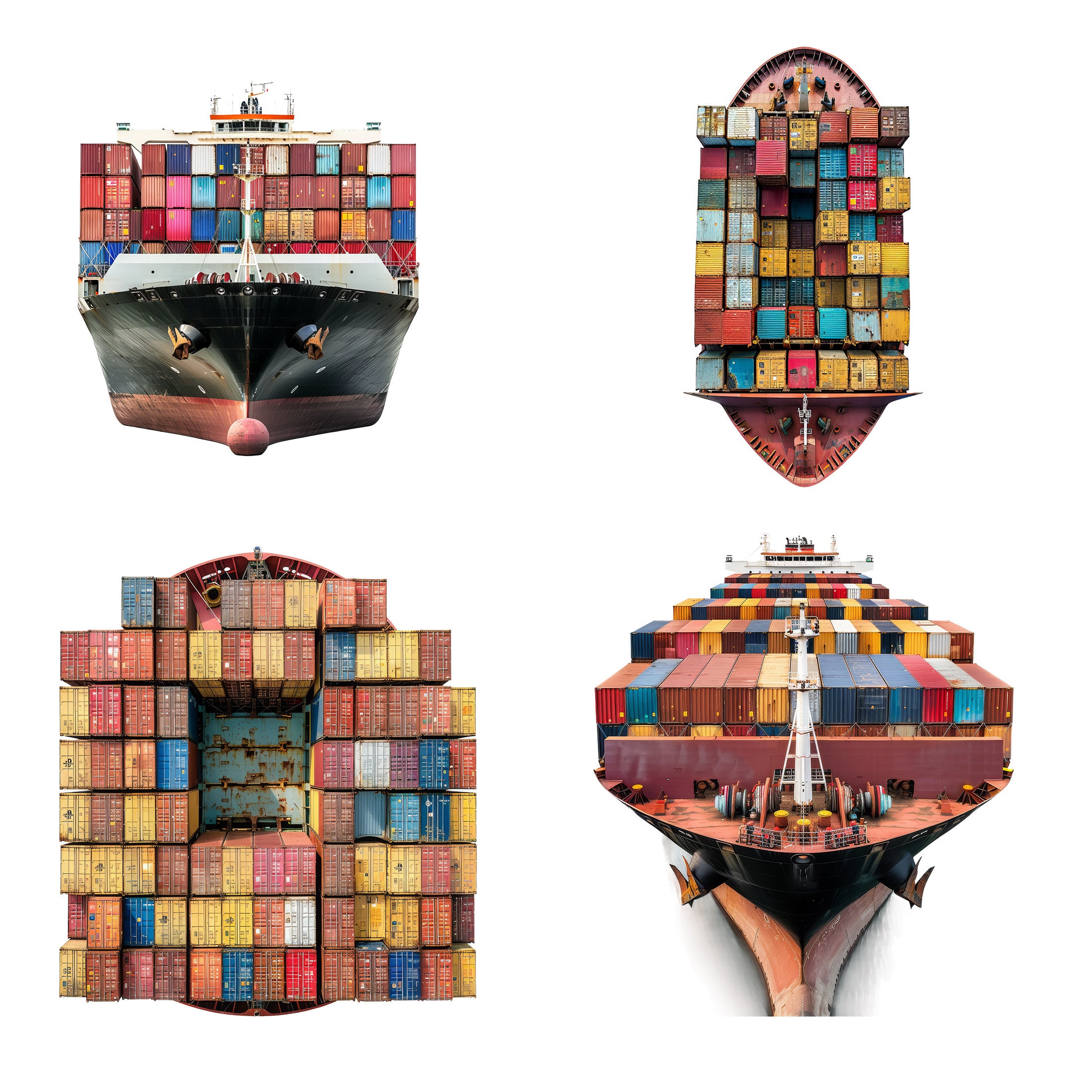 Cargo Ship Clipart, Container Ships, Commercial Boat Clipart, PNG Files ...