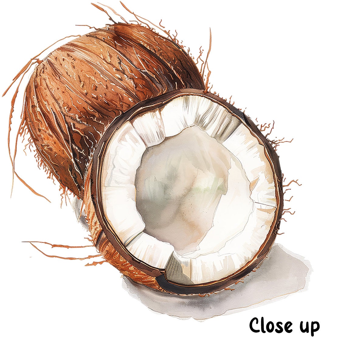 Watercolor Coconut Clipart, Fruit Images, Tropical Graphics, PNG ...