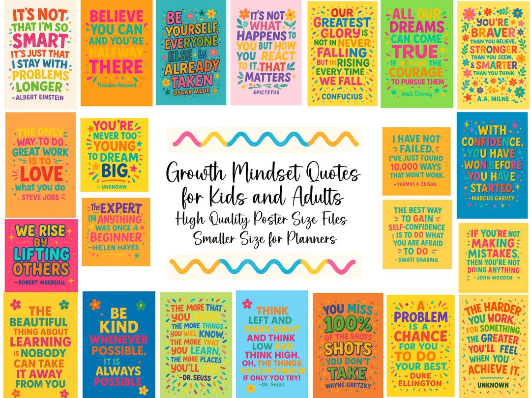 Growth Mindset Clipart: Colorful Motivational Quotes (PDF Download) - Etsy