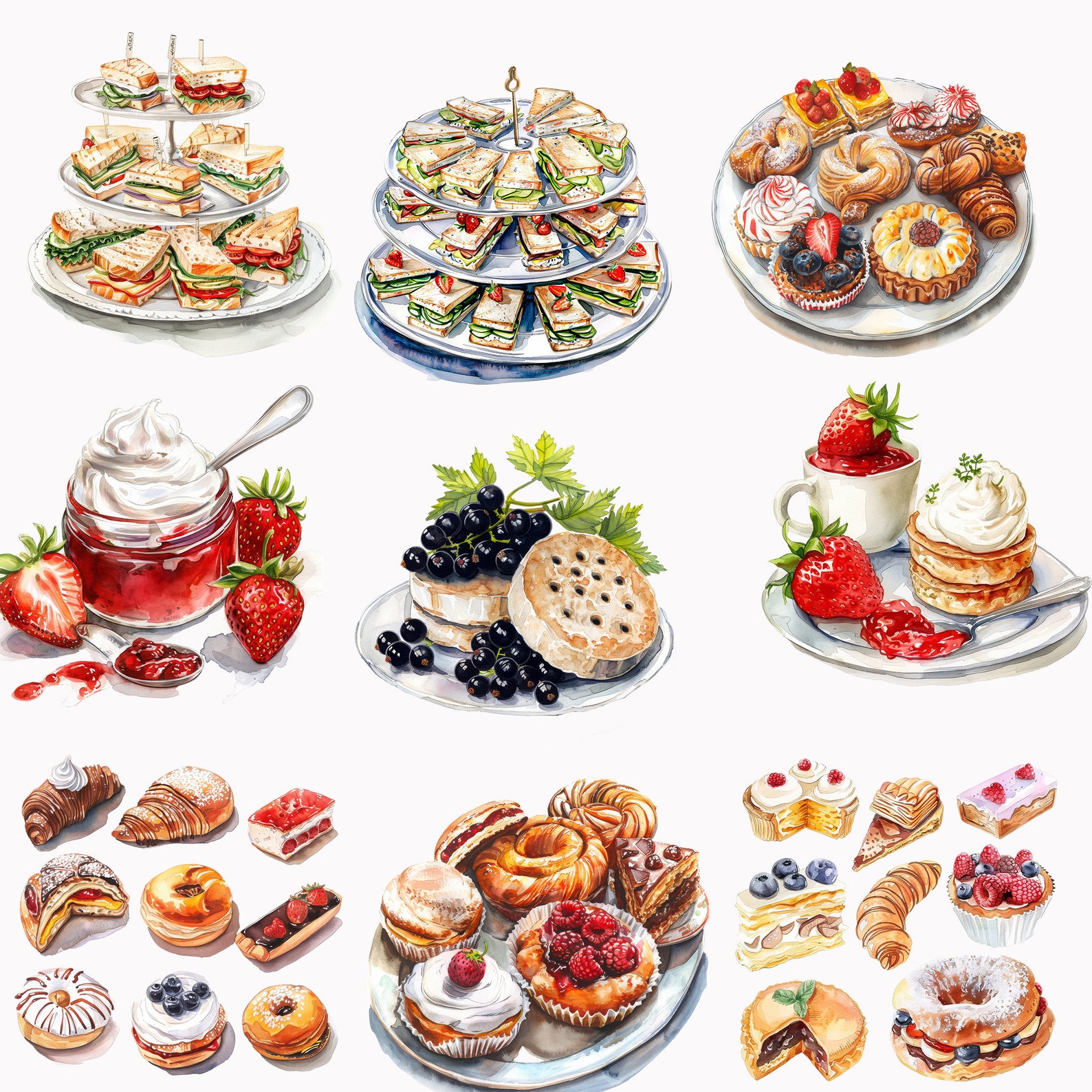 Watercolor British Food Clipart, Food Menu Art, England, Scottish ...