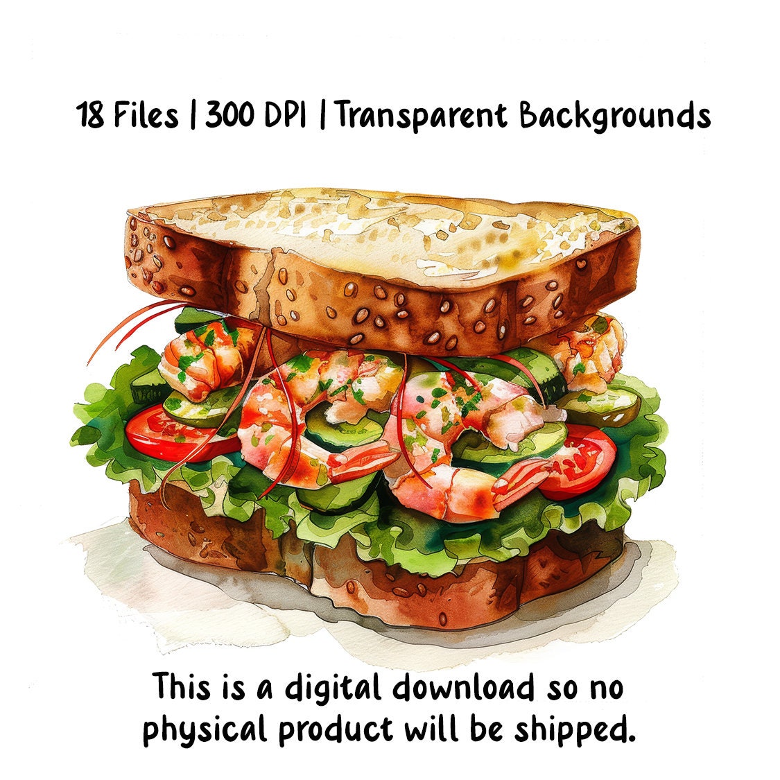 Watercolor Sandwiches II Bundle, PNG, Breakfast Sandwich, Digital ...