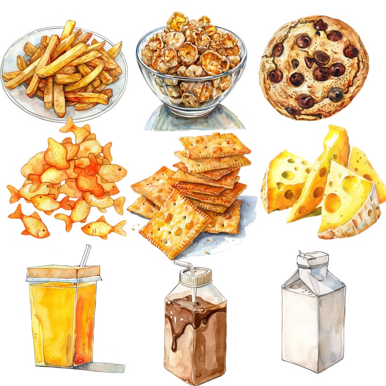 Snack Clipart, Watercolor Menu Clipart, Dessert Images, Planner ...
