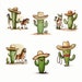 Cowboy Cactus Clipart, Whimsical Cacti Clipart, PNG, Invitations ...