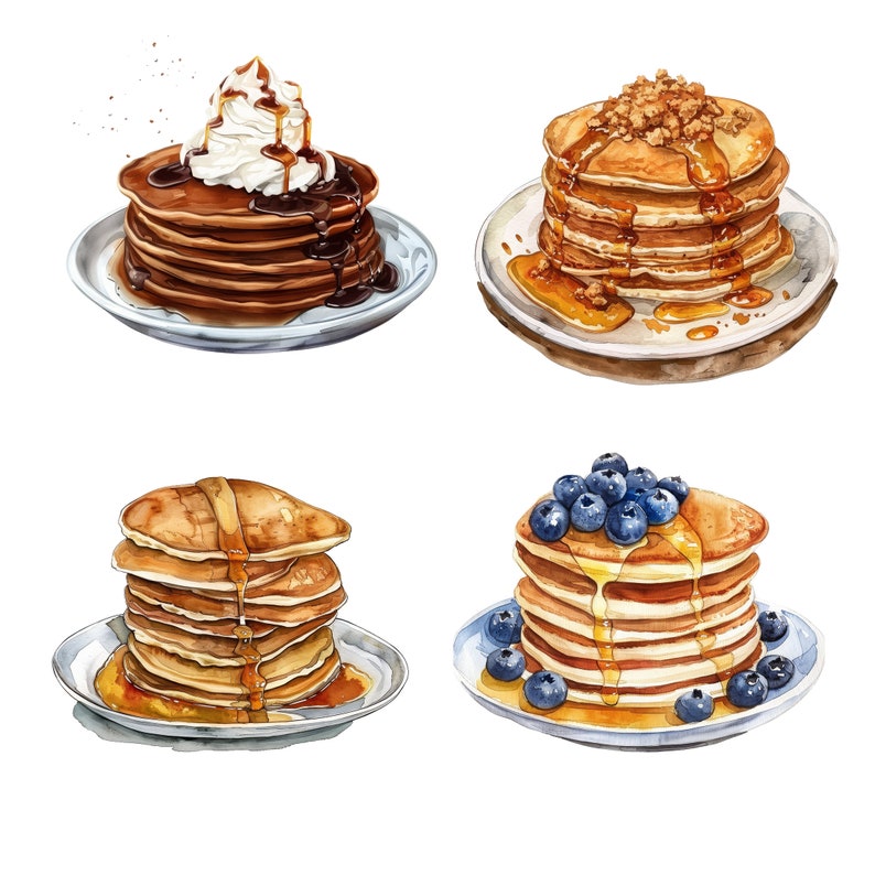 Watercolor Pancake Clipart Bundle: Breakfast PNG (commercial Use) - Etsy