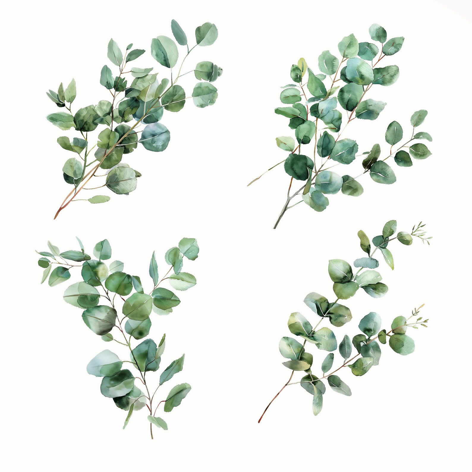 Eucalyptus Clipart, PNG, Watercolor Eucalyptus Clip Art, Green Leaves ...