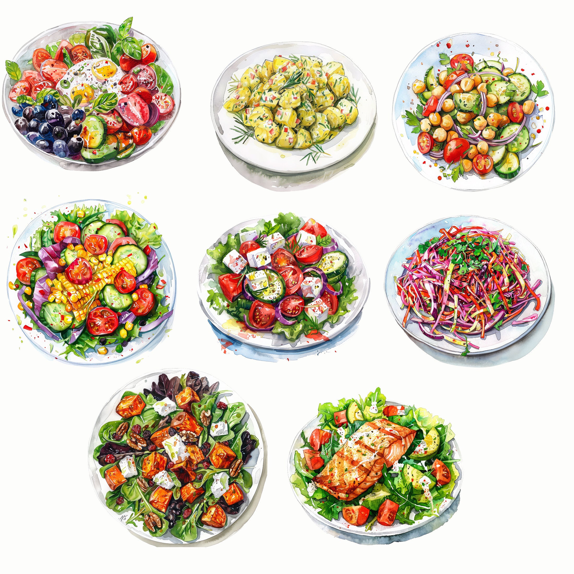 Fresh Salad Clipart Collection, Digital Food Art, Journal Graphics ...