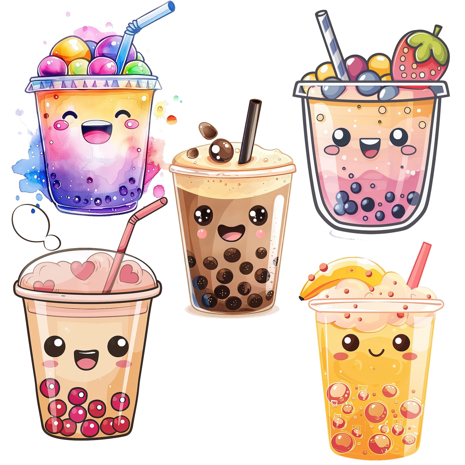 Delightful Bubble Tea Clipart, Boba Tea, Bubble Tea Stickers, PNG ...