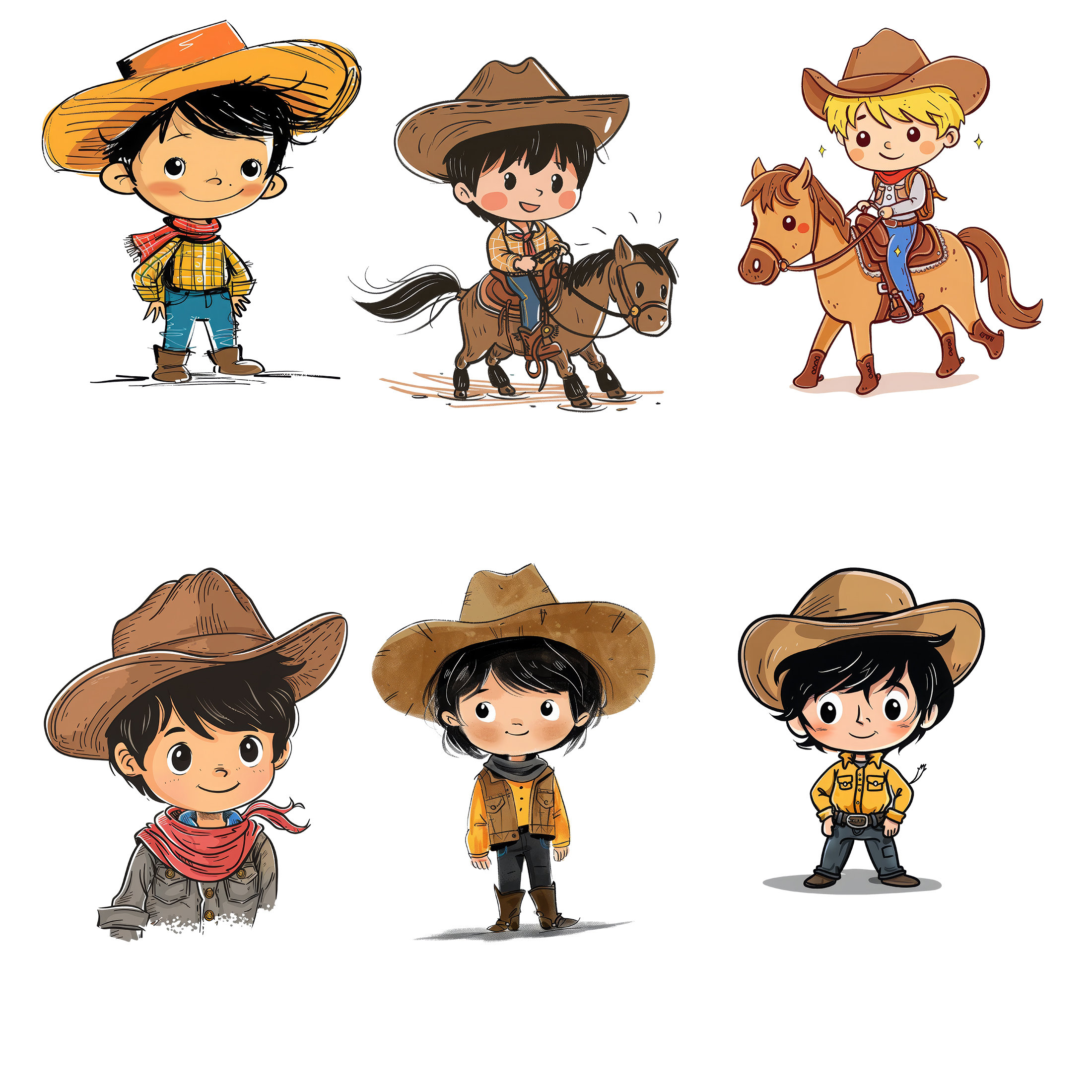 Cowgirls and Cowboys Clipart Bundle, Cute Cowboys, Cute Cowgirls ...