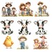 Kawaii Family Farm Clipart Pack, Whimsical Watercolor Farm Animals ...