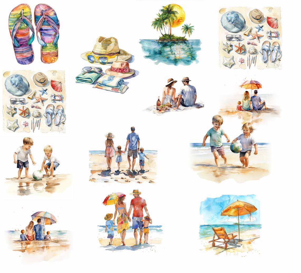 Travel Clipart Bundle, Landmarks PNG, Beach Clipart, Skiing, Golf ...