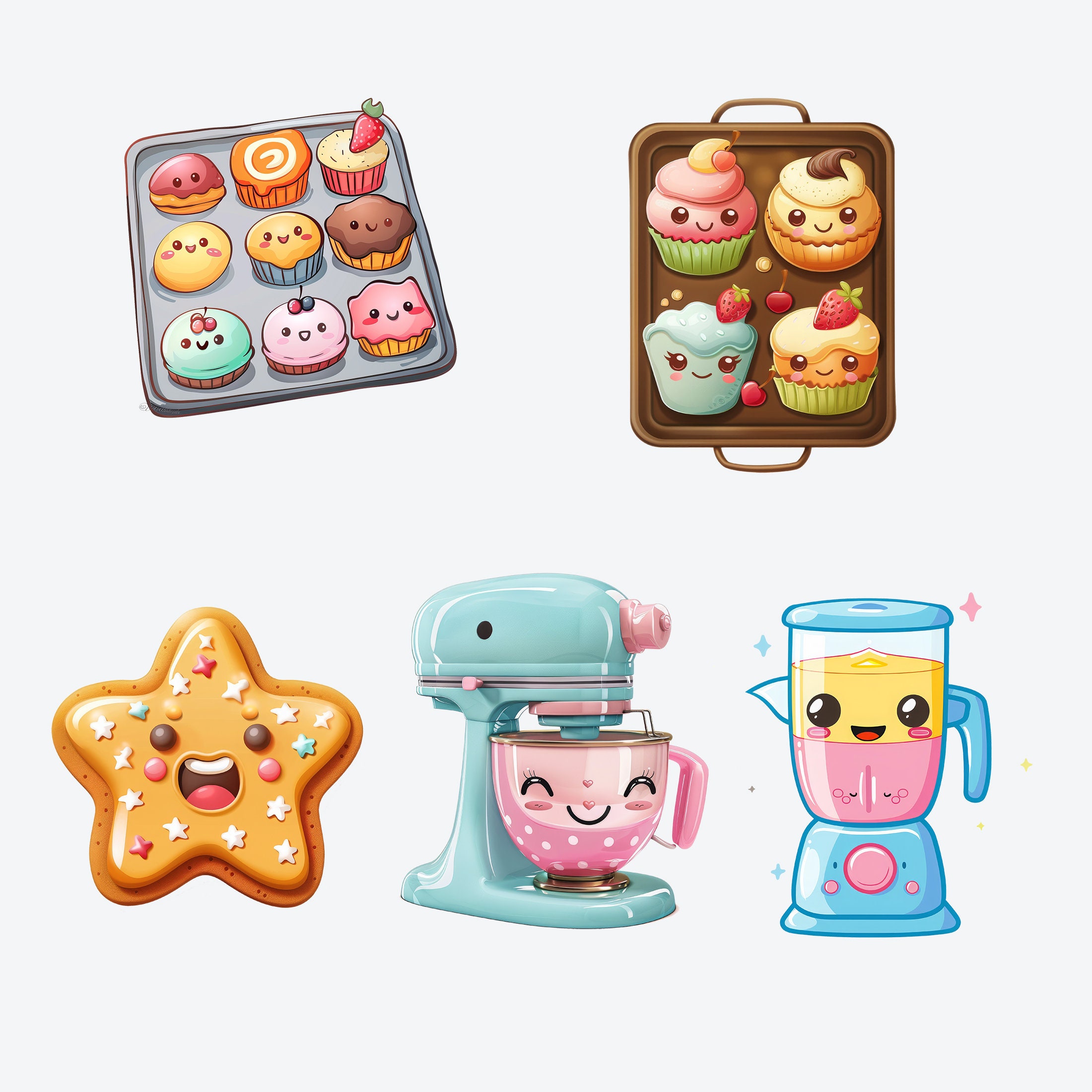 Kawaii Baking Clipart Set, Cute Baking Stickers, PNG, Commercial Use - Etsy