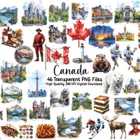 Watercolor Canada Day Clipart, 30 PNG Canada Day Clip Art, Commercial ...