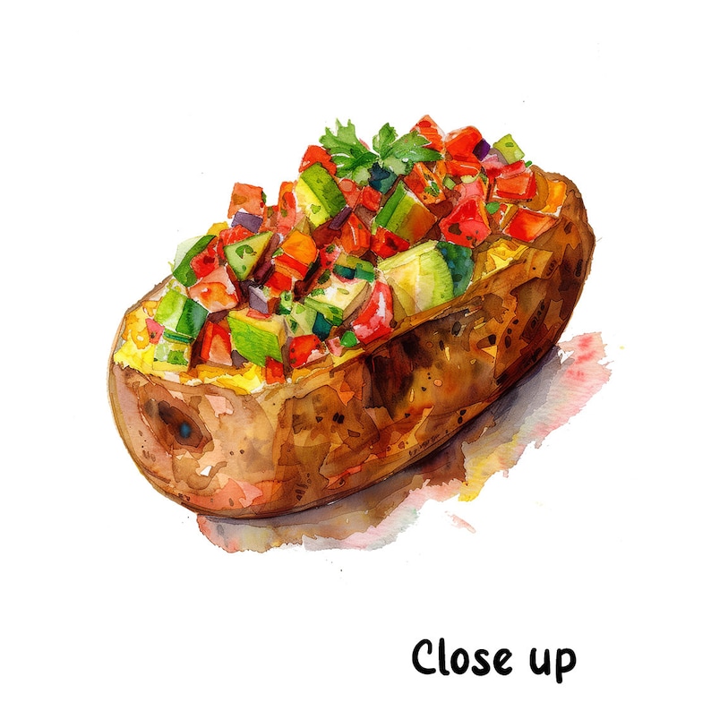 Watercolor Baked Potato Clipart, Instant Download, PNG Files ...