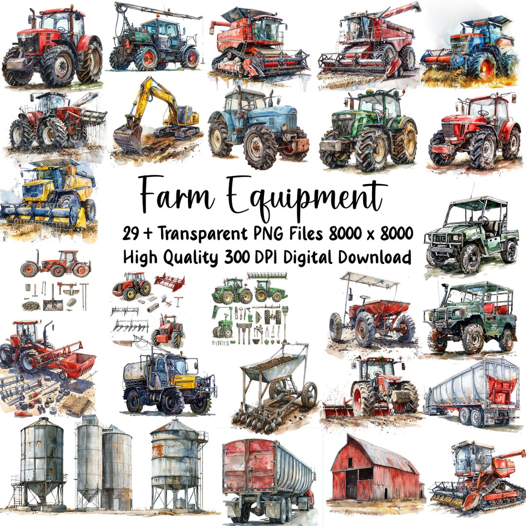 Farming Clipart Farming, Tractor Harvester Png Farm Machinery Wheat ...