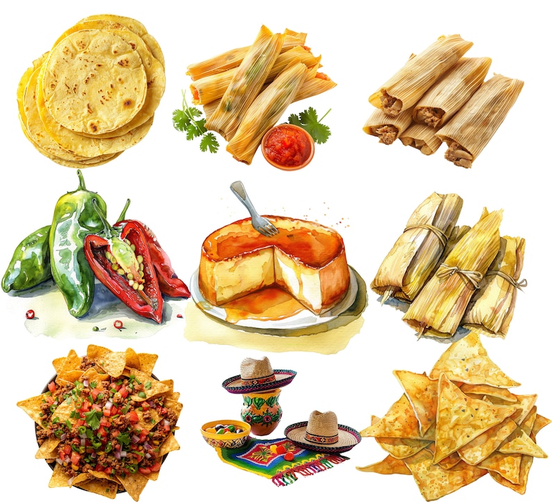 Authentic Mexican Cuisine Clipart Pack, Instant Download, Commercial ...