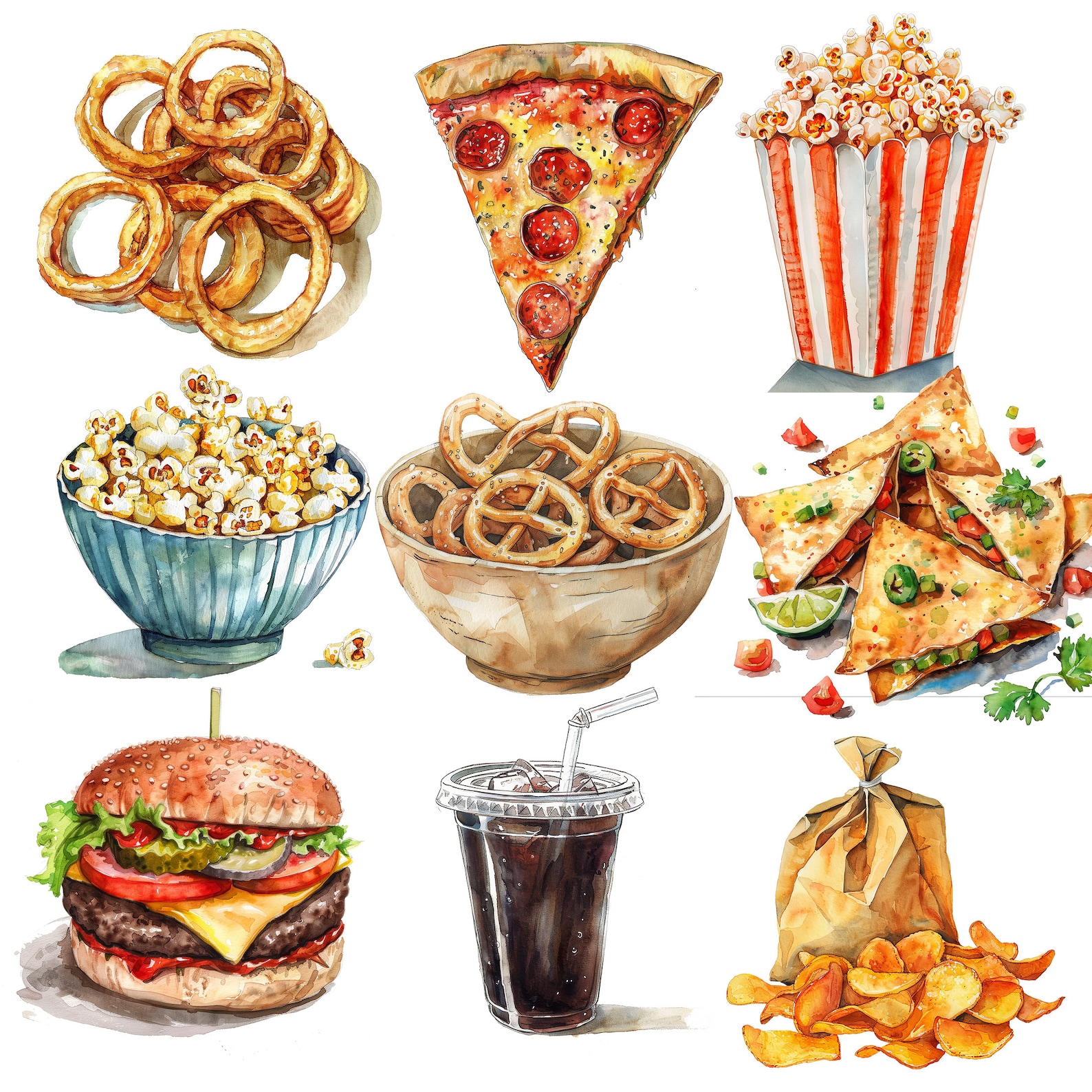Snack Clipart, Watercolor Menu Clipart, Dessert Images, Planner ...