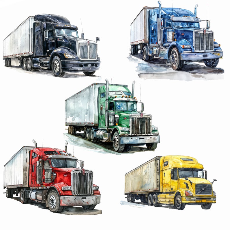 Semi-truck Clipart Bundle, Big Rig Images, 15 Trucks, Instant Download ...