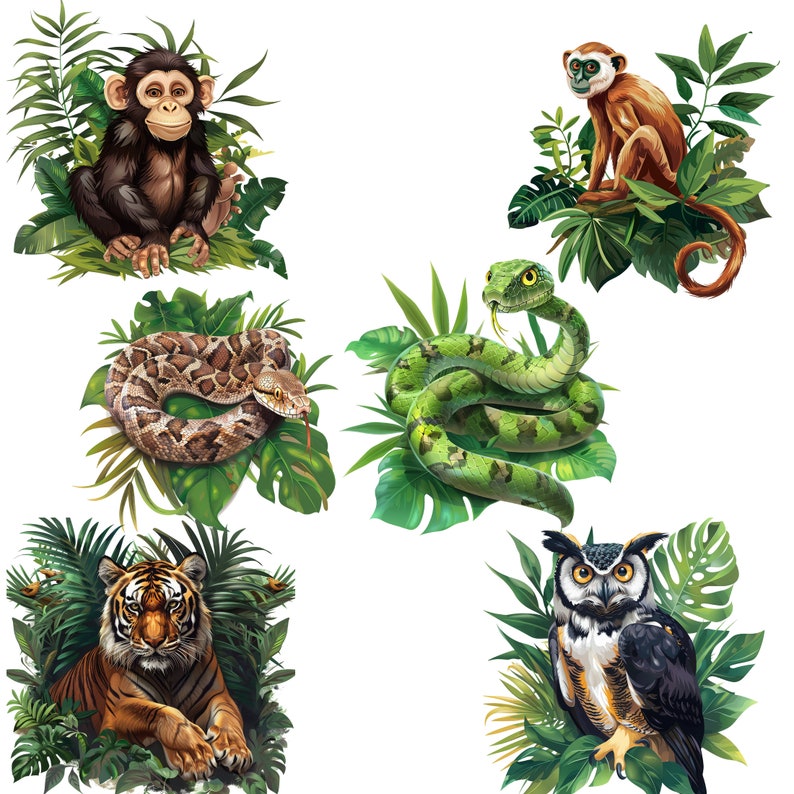 Safari Animals Clipart, Safari Clip Art, Lion, Zebra, Hippo, Monkeys ...