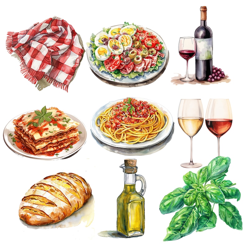 Charming Italian Cuisine Clipart - Pasta, Spaghetti, Ravioli for ...