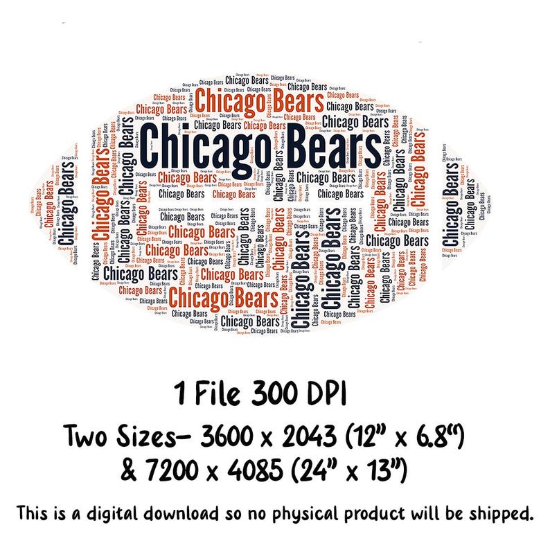 Chicago Bears Word Art Print: Football Clipart (digital Download) - Etsy