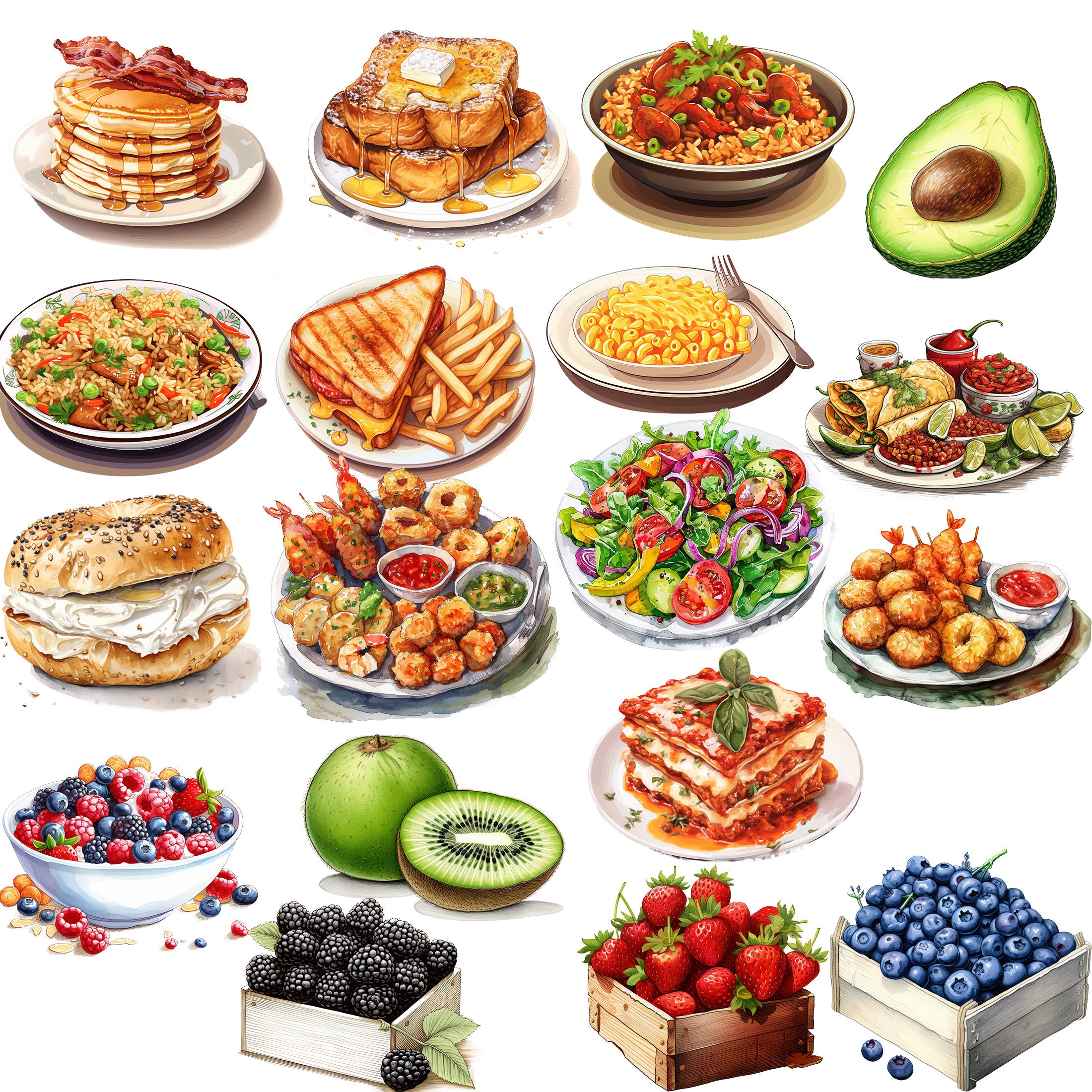 Food Clipart Bundle: 83+ Transparent PNG Images (commercial Use) - Etsy