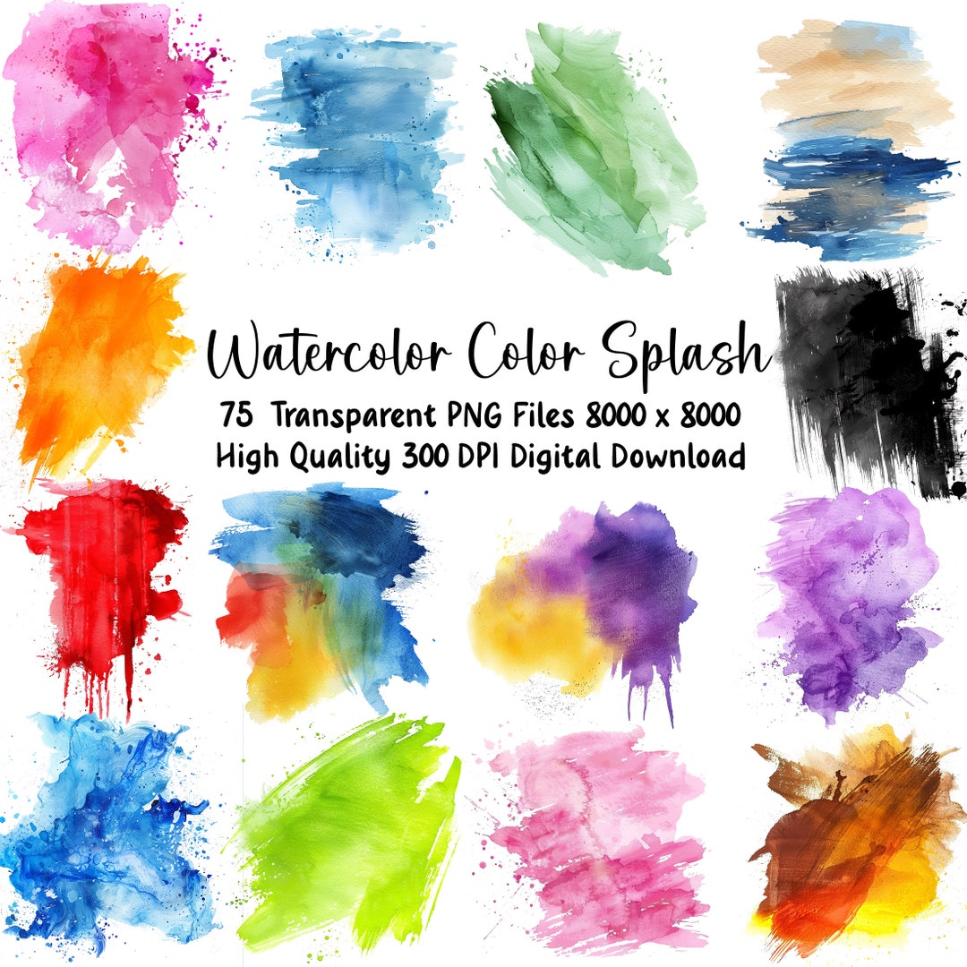 Watercolor Paint Splatter Clipart: PNG Art (commercial Use) - Etsy