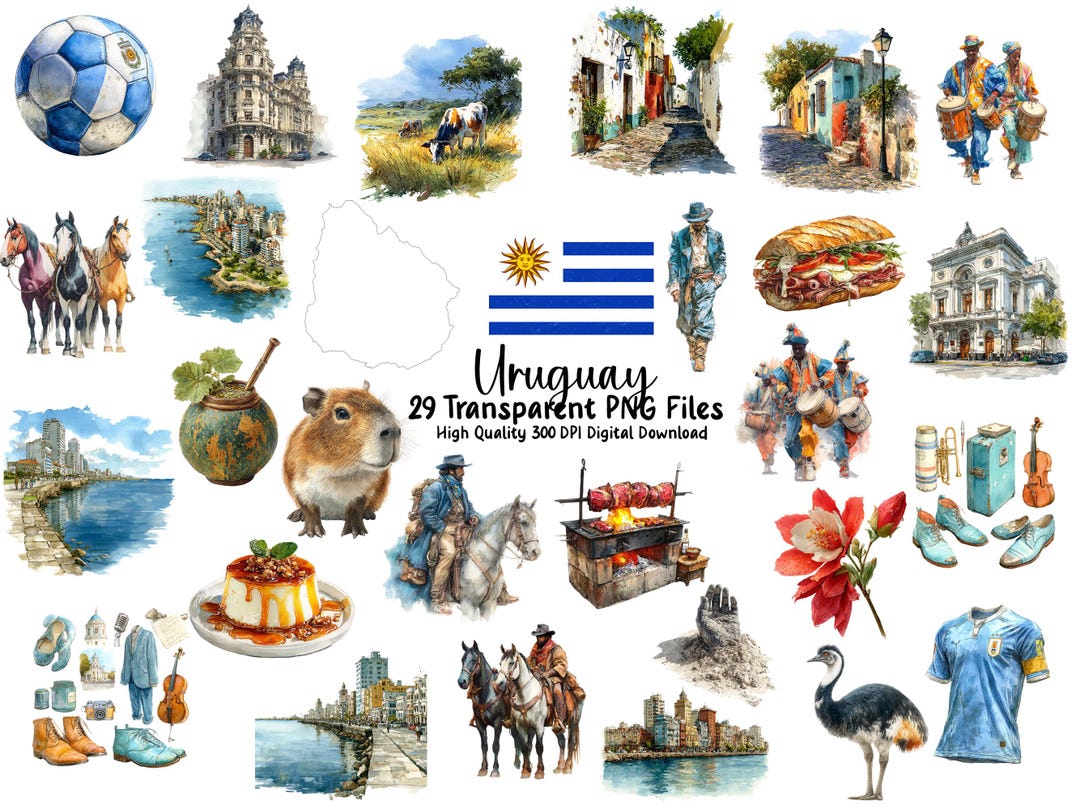 Uruguay Clipart: Landmarks & Culture PNG Files (digital Print) - Etsy