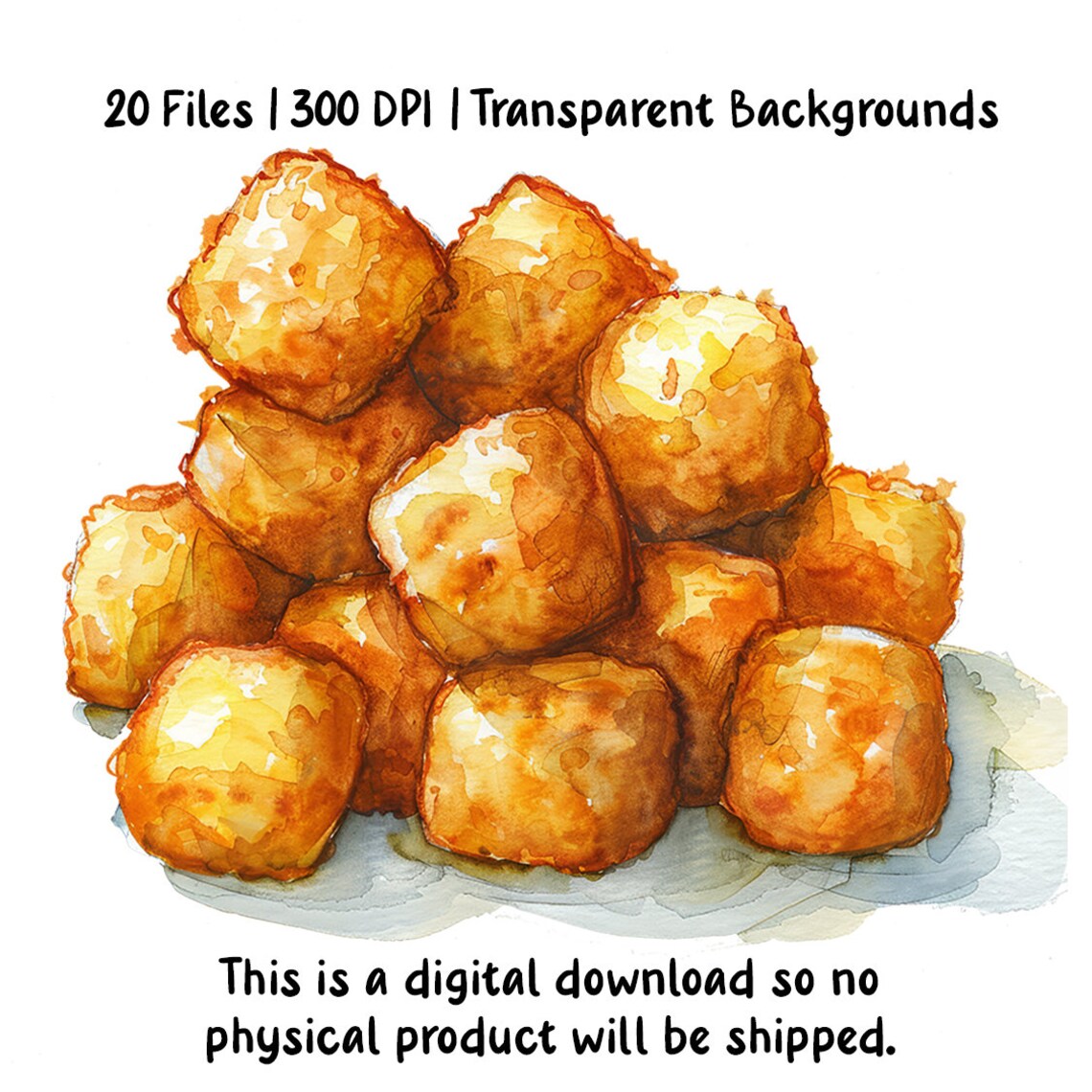 Watercolor Potato Clipart, PNG, French Fries, Potato Chips, Baked ...