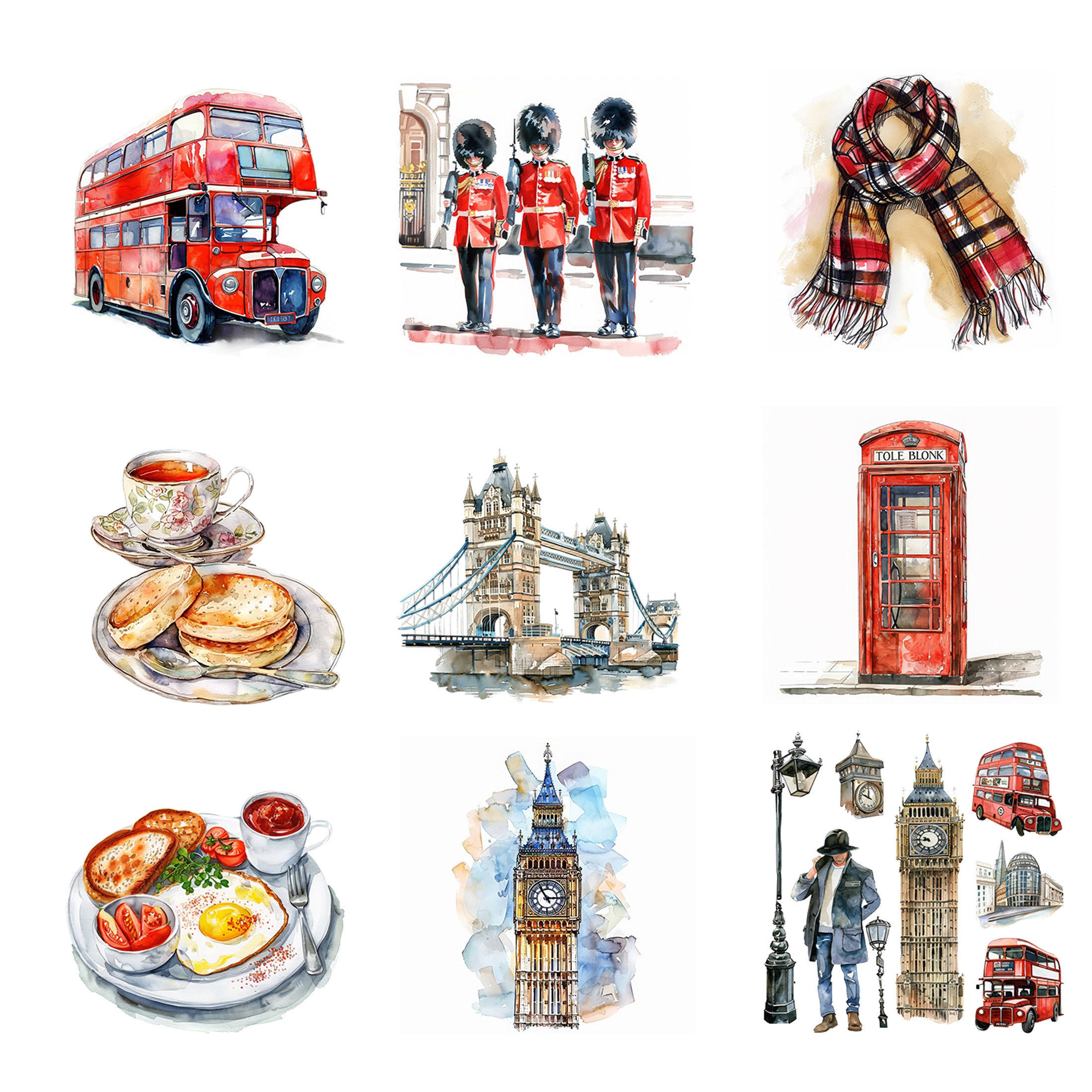 England Clipart Set - British Travel Graphics Pack, London Themed ...