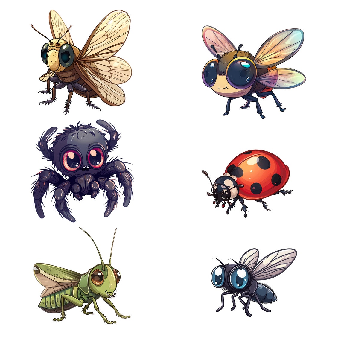Chibi Insect Clipart Bundle, Bug Clipart Collection, Commercial Use ...