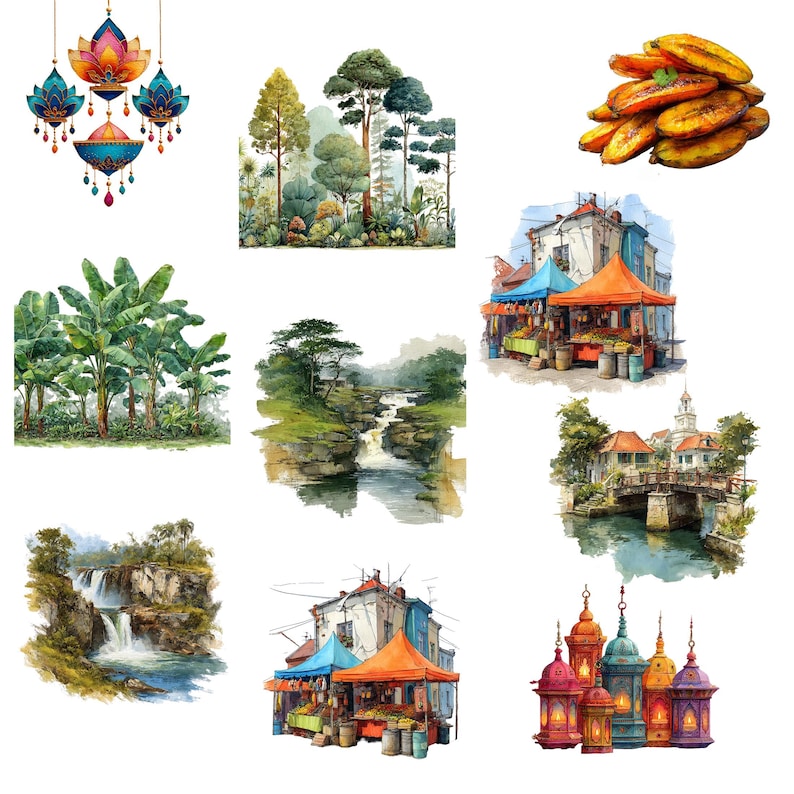 Suriname Clipart | Cultural Landmarks, Flag, Food & Travel PNG Bundle ...