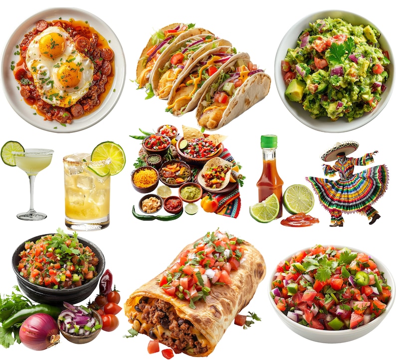 Authentic Mexican Cuisine Clipart Pack, Instant Download, Commercial ...