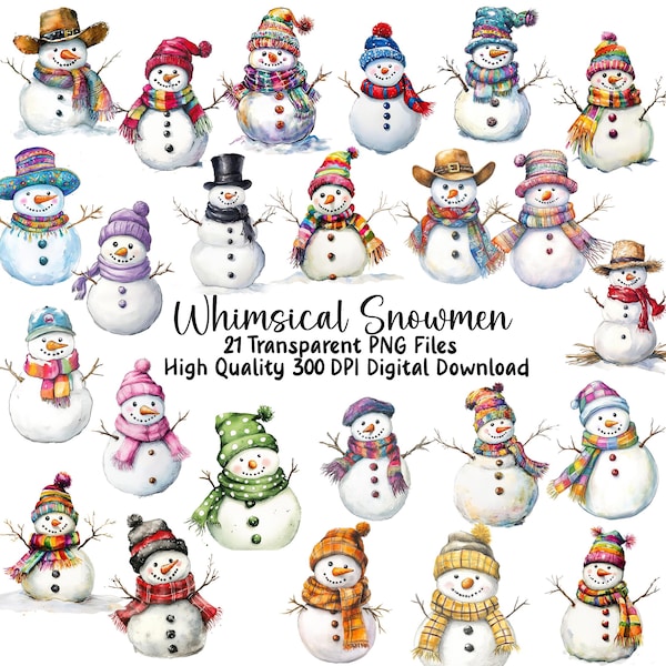 Snowmen Clipart - Etsy