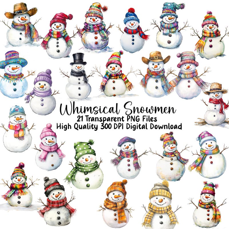 Snowmen Clipart - Etsy