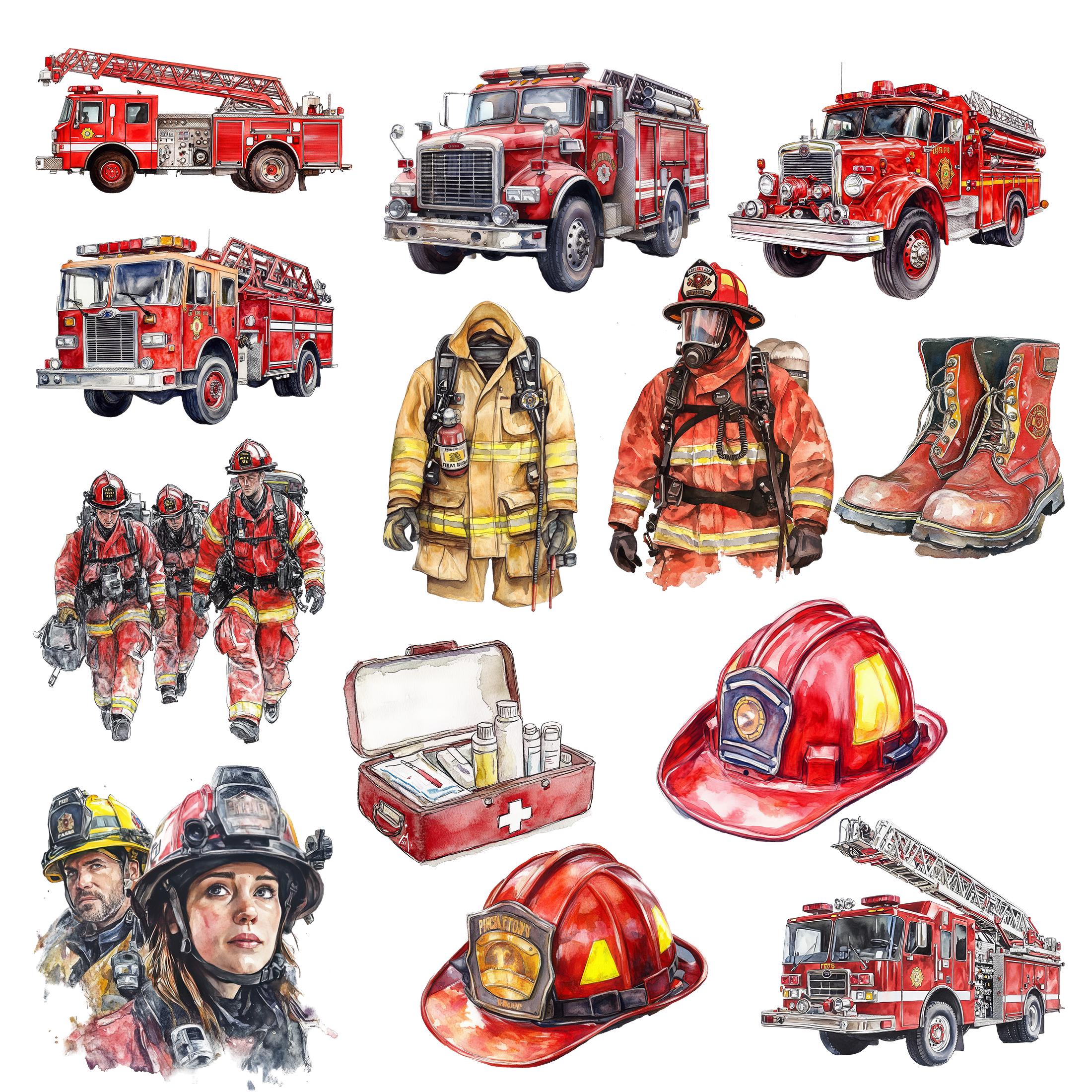 First Responders Clipart Set: Firefighters, Police, Medics (digital ...