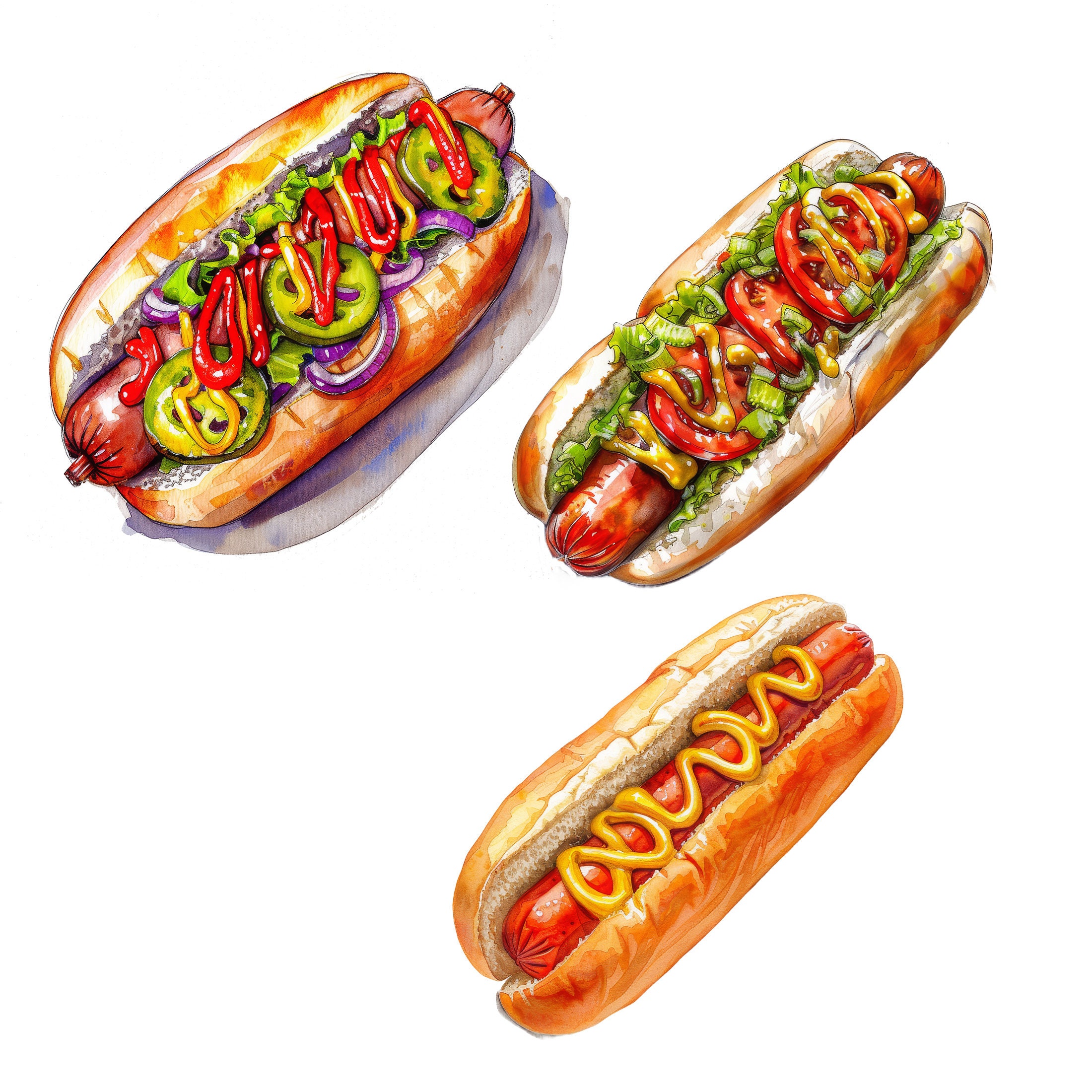 Hot Dog Clipart, Delicious Summer Food Clipart, BBQ Foods, PNG - Etsy