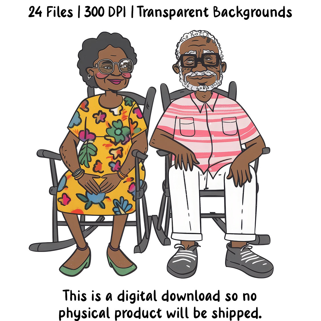 Sweet Grandparent Clipart Set, Cute Grandma & Grandpa, Instant Download ...