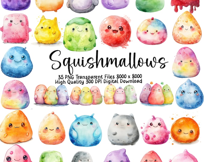 36 Clipart PNG and SVG Images of Kawaii Squishmallow Style Animals for ...