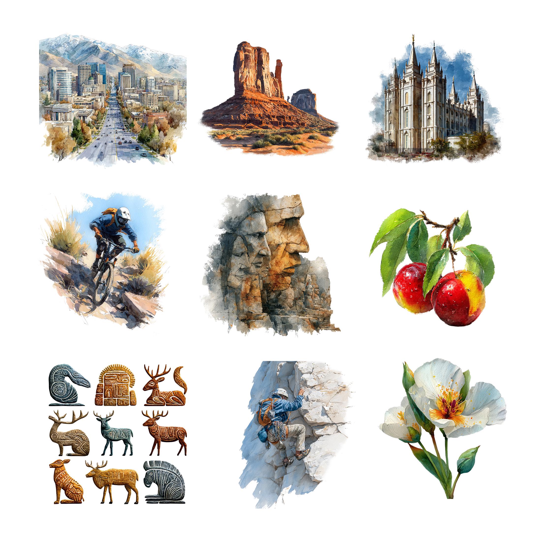 Utah Clipart Bundle: State Landmarks, Nature, Culture (PNG Digital ...