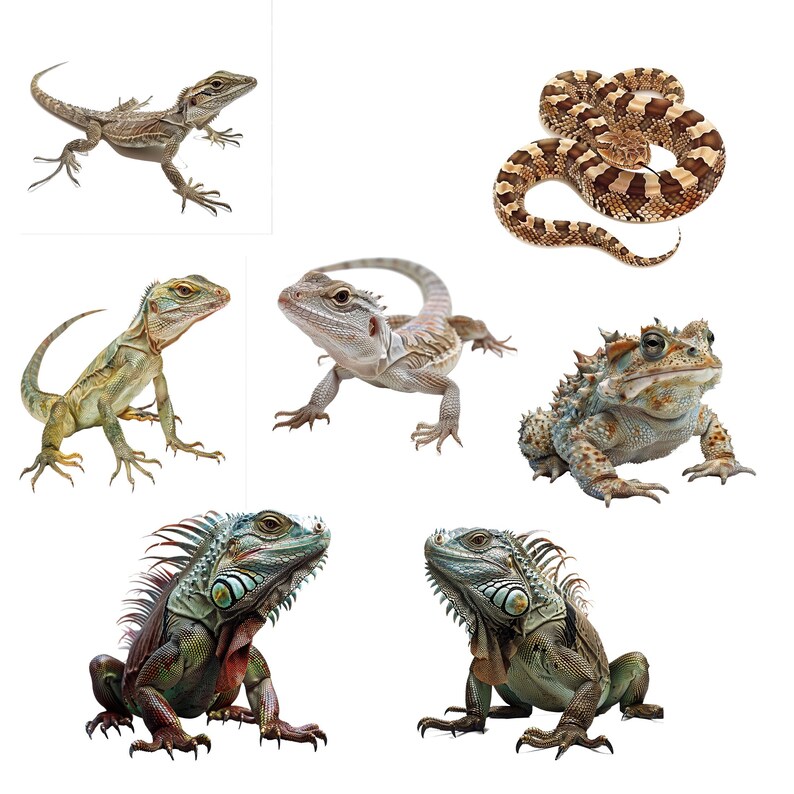 Watercolor Reptile Clipart: Exotic Animal Illustrations (commercial Use ...