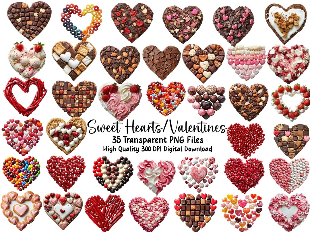 Candy Heart Clipart: Valentine's Day Treats, Invitations (digital ...