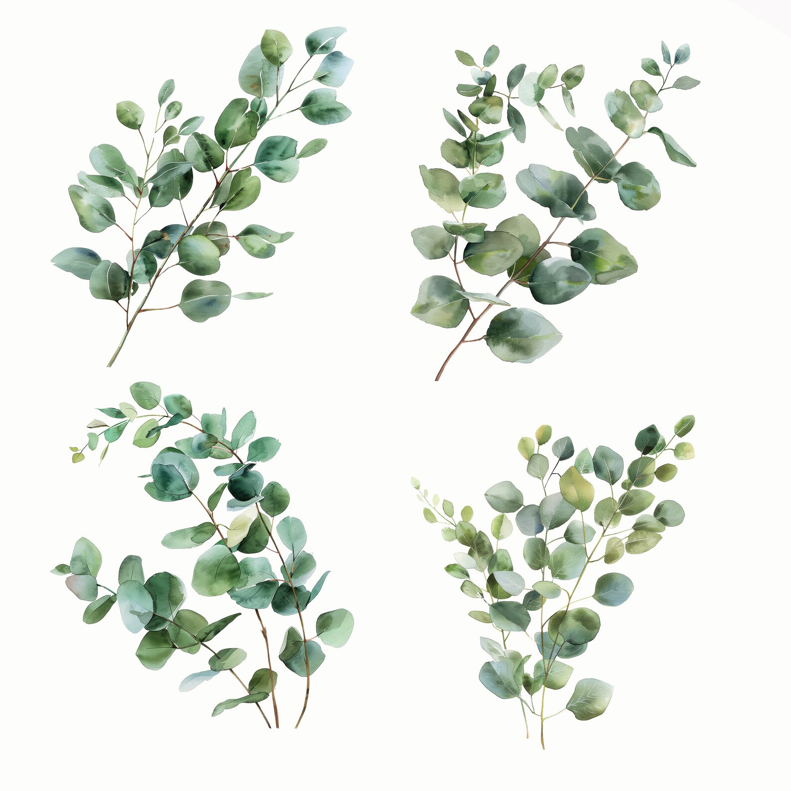 Eucalyptus Clipart, PNG, Watercolor Eucalyptus Clip Art, Green Leaves ...