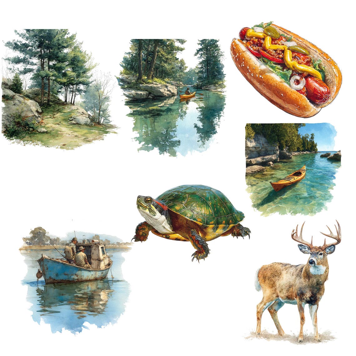 Michigan Clipart Bundle | Lakes State Illustrations (digital Download ...