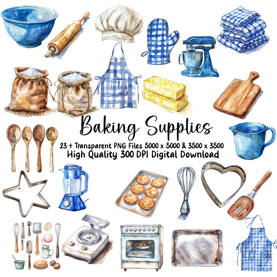 Baking Supplies Clipart: Watercolor Baking Tools (digital Download) - Etsy