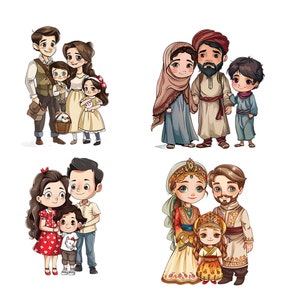 Families Around the World Clipart, Multicultural Families, Traditional ...